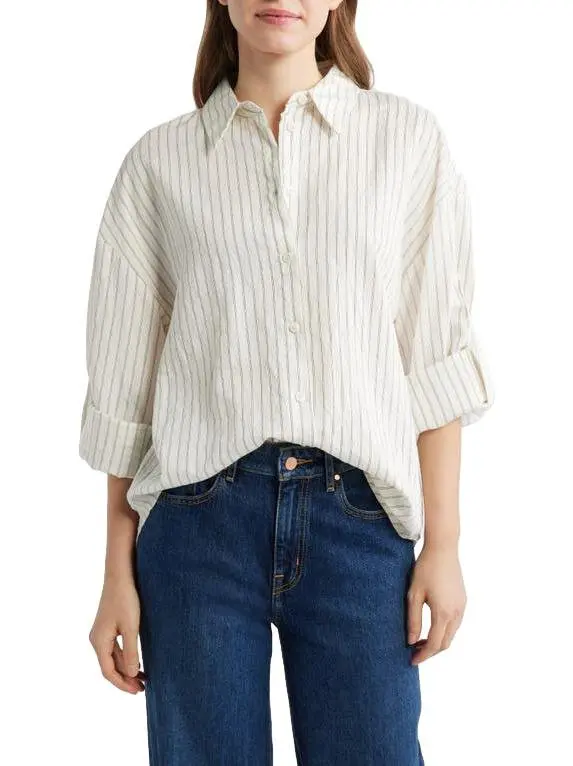 Deluc Santorini Stripe Shirt - Ecru