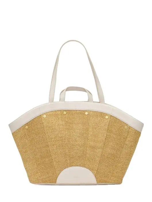 HAMMITT Shelley Raffia Resort Tote - Calla Lily White Raffia/gold