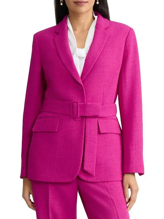 KASPER Two-button Blazer With Belted Waist - Cosmo Pink