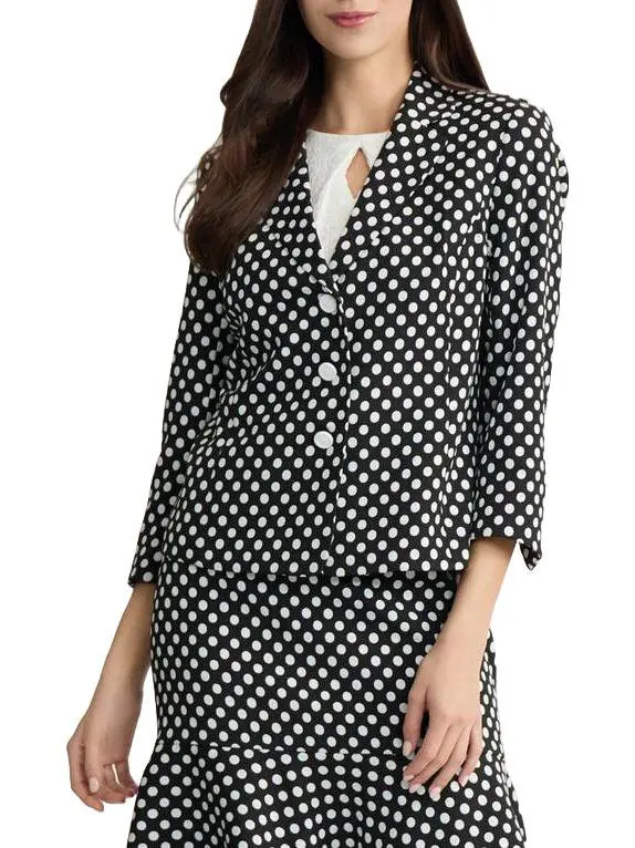 KASPER Three-button Blazer - Black/lily White