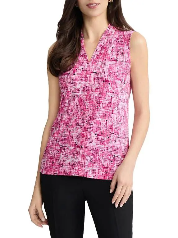 KASPER Pleat Front Shell - Pink Perfection Multi