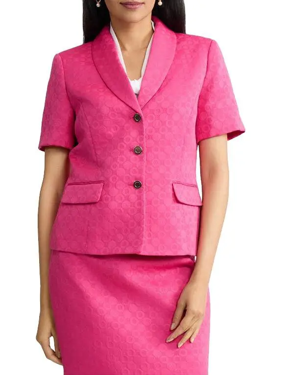 KASPER Short Sleeve Three-button Blazer - Pink Perfection