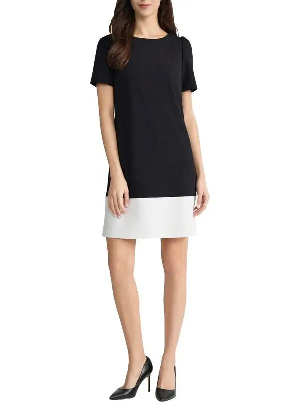 KASPER Colorblock Shift Dress - Black/lily White