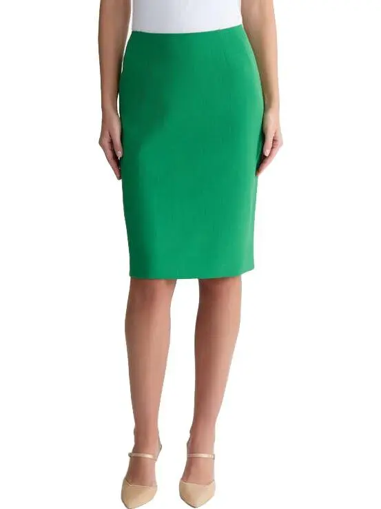 KASPER Pencil Skirt With Back Slit - Lush Green