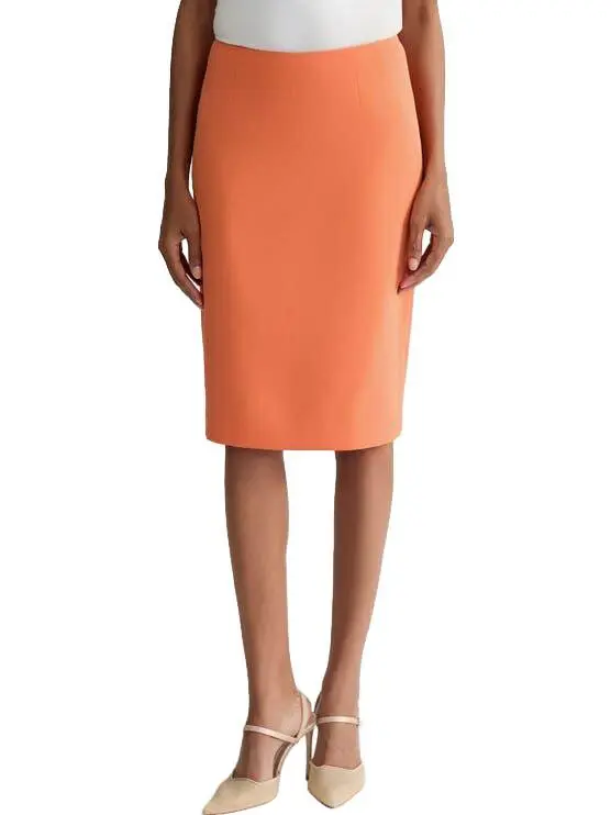 KASPER Pencil Skirt With Back Slit - Mandarin