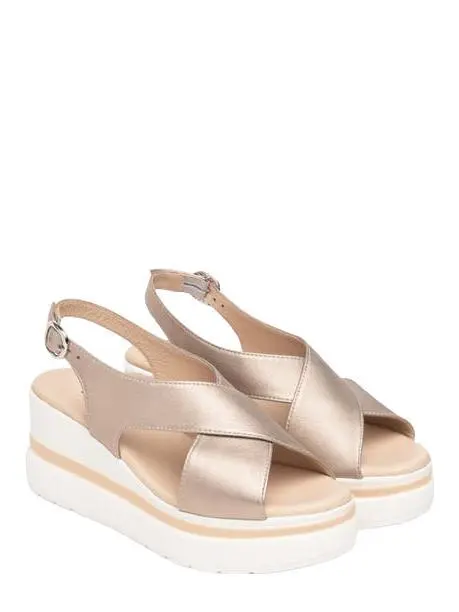 NEROGIARDINI Platform Slingback Sandals - Champagne