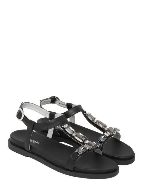 NEROGIARDINI Jeweled T-strap Sandals - Black