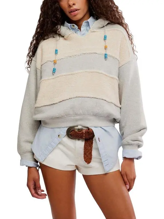 Free People Camp Crush Crop Cotton Blend Hoodie - Heather Grey