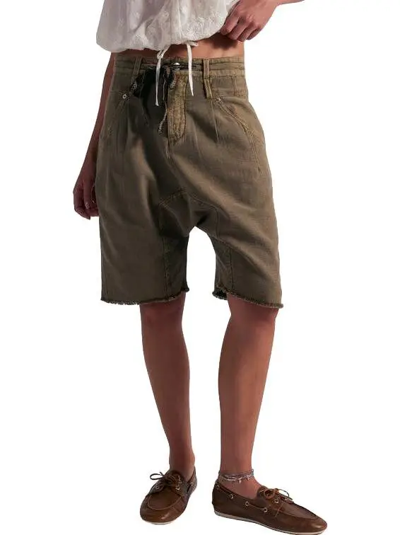 Free People Tie-waist Cotton Shorts - Dusted Cocoa