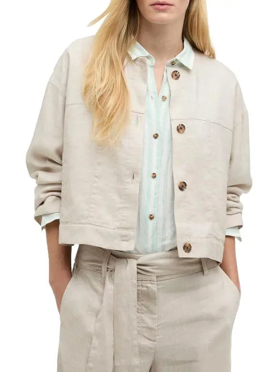Barbour Gabby Oversize Linen-blend Twill Shirt Jacket - Mist