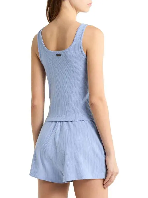 Lunya Pointelle Scoop Neck Sleep Tank - Bluebell Bloom