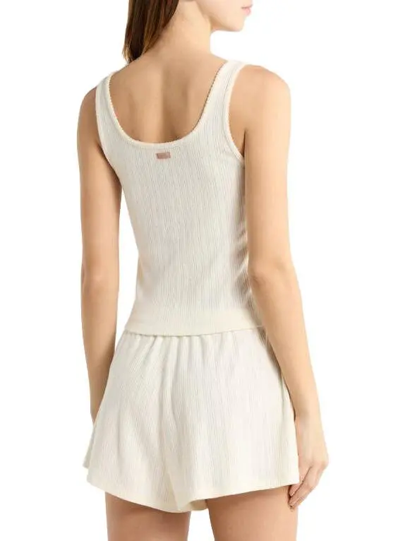 Lunya Pointelle Scoop Neck Sleep Tank - Tranquil White