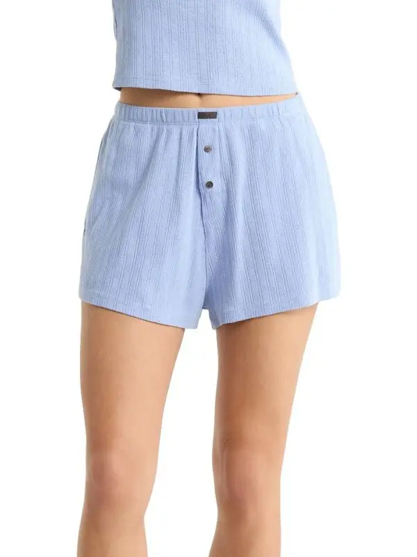 Lunya Pointelle High Waist Pajama Shorts - Bluebell Bloom