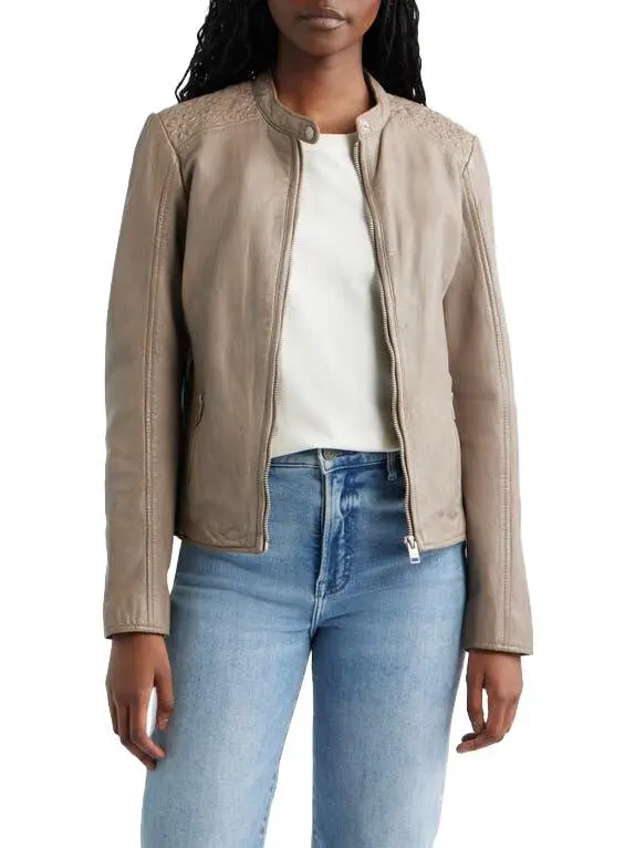 Mauritius Lily Leather Jacket - Taupe