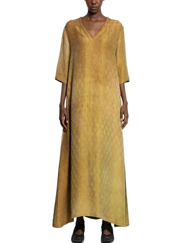 UMA WANG Apostle Diamond-jacquard Midi Dress - Yellow