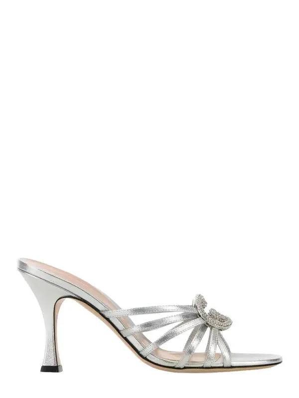 Gucci Embellished Leather Sandals - Silver