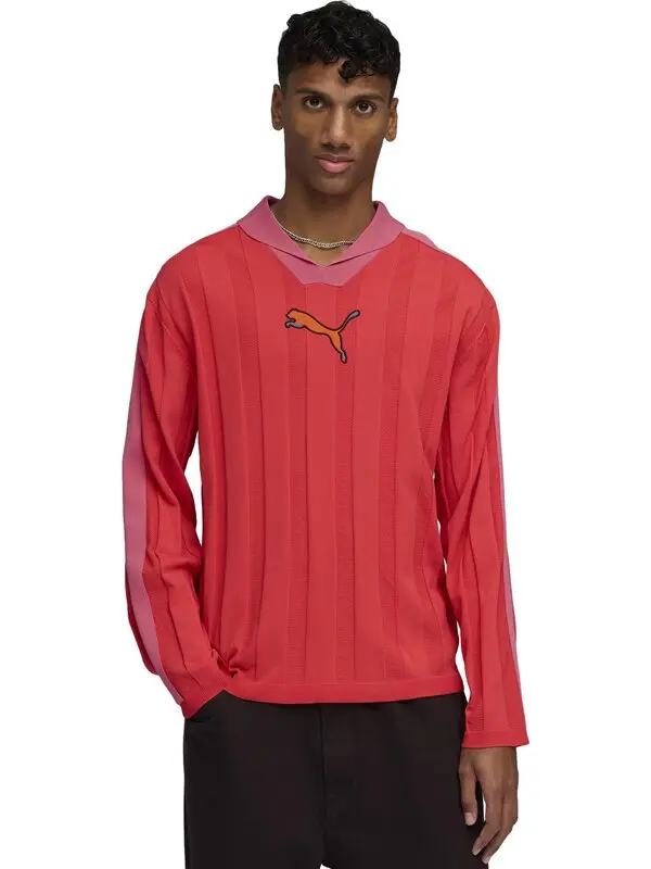 PUMA T7 Long Sleeve Polo Shirt - Red