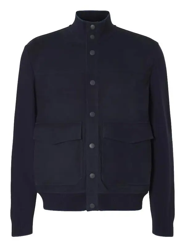Canali Suede Bomber Jacket - Blue