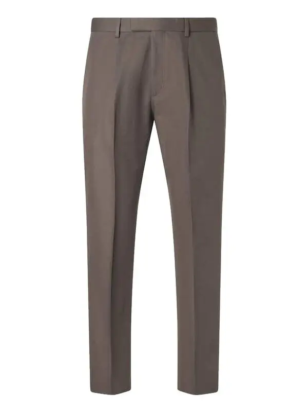 Zegna Cotton And Linen Straight Pants - Brown