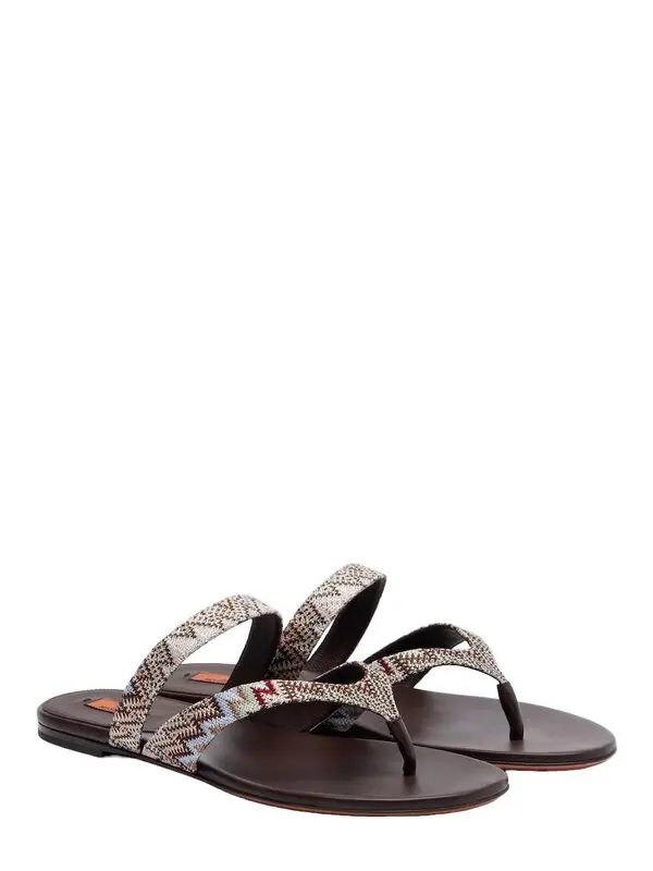 Missoni Luise Zigzag Thong Sandals - Beige