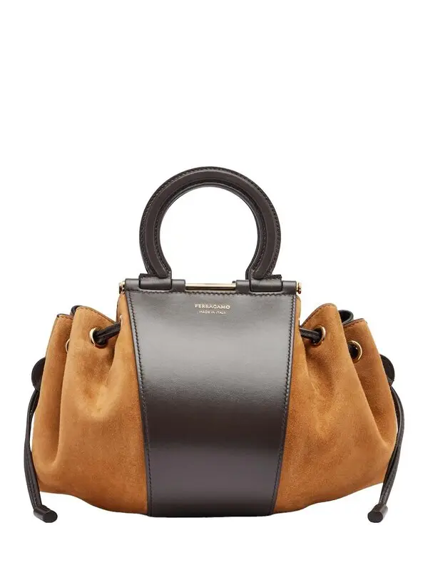 FERRAGAMO Gancio Small Bucket Bag - Brown