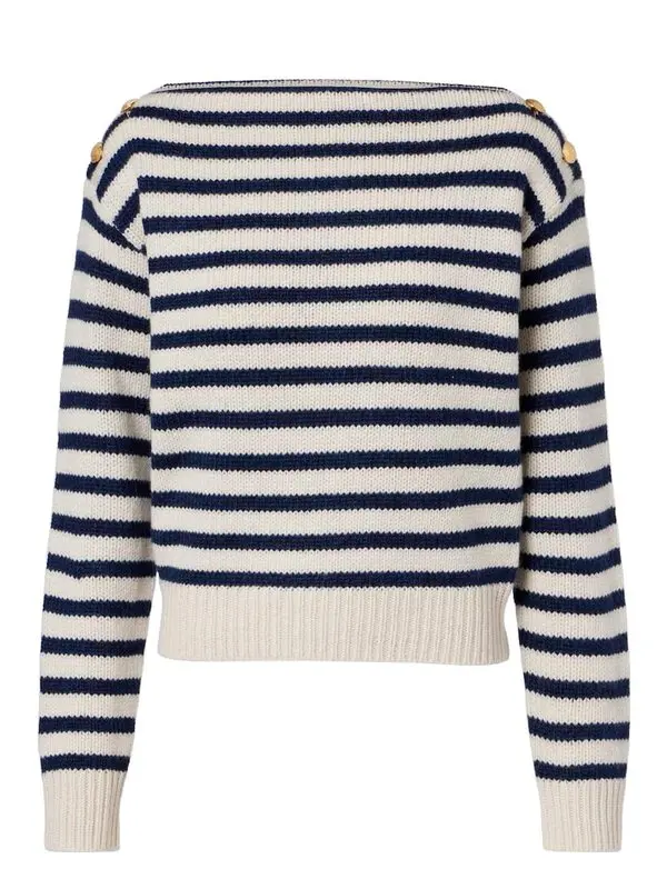NILI LOTAN Tandy Striped Cashmere Sweater - White