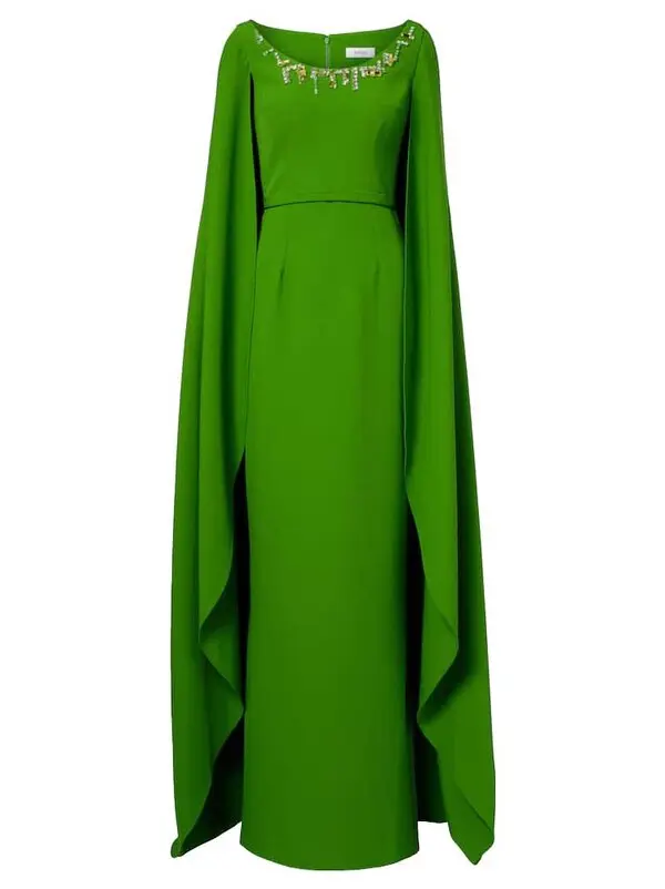 Safiyaa Agata Embellished Crêpe Gown - Green