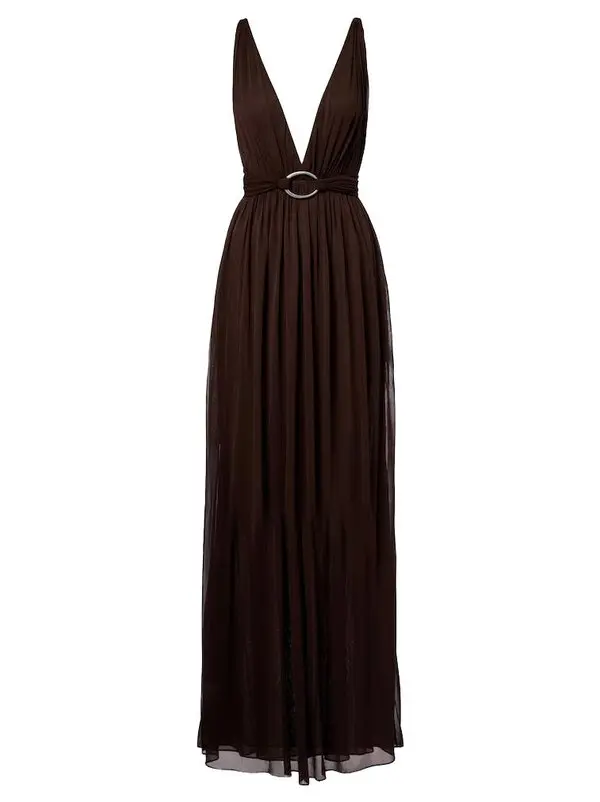 Tory Burch Belted Jersey Maxi Dress - Brown