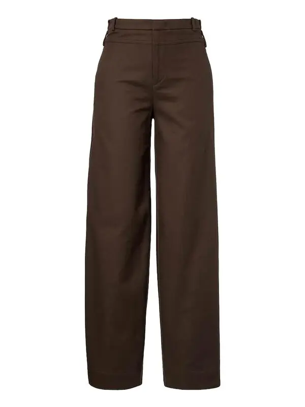 Vince Cotton Twill Wide-leg Pants - Brown