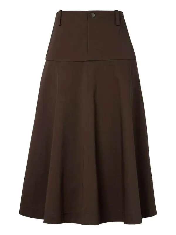 Vince Cotton Twill Midi Skirt - Brown