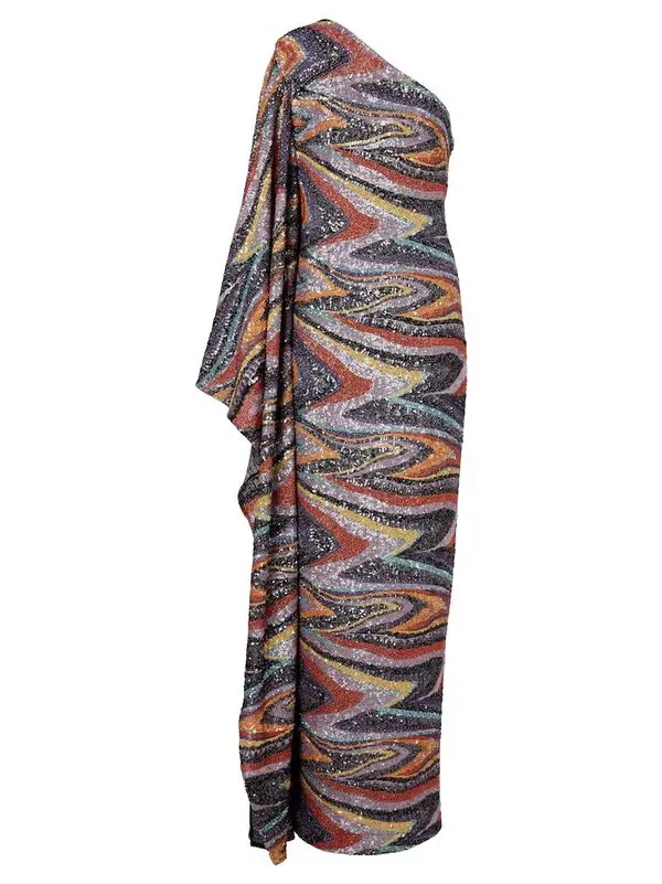 TALLER MARMO Jasmine Sequined Draped Gown - Multicoloured