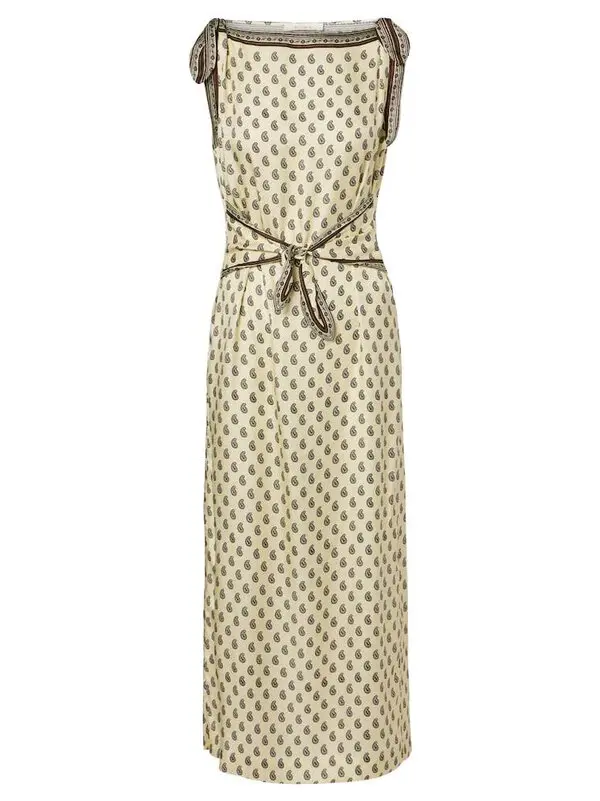 DÔEN Amorette Paisley Silk-blend Midi Dress - Yellow