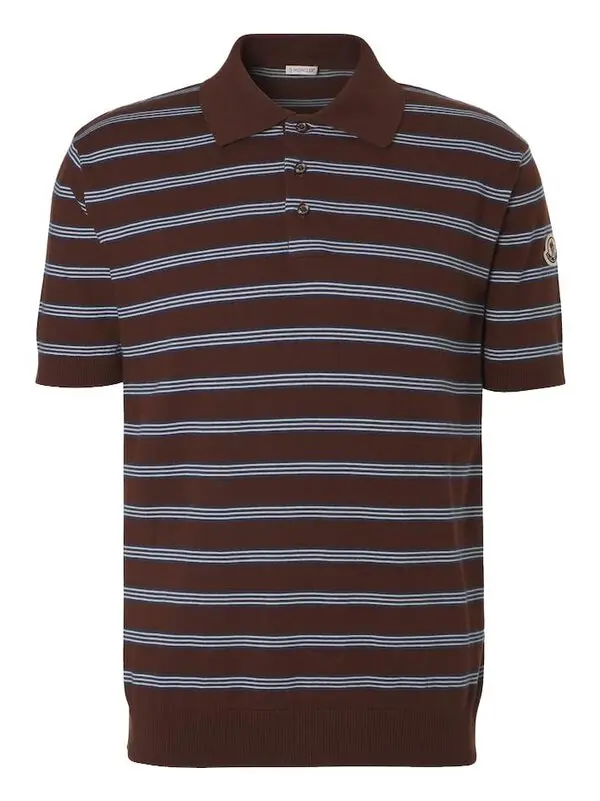 Moncler Striped Cotton Polo Shirt - Brown