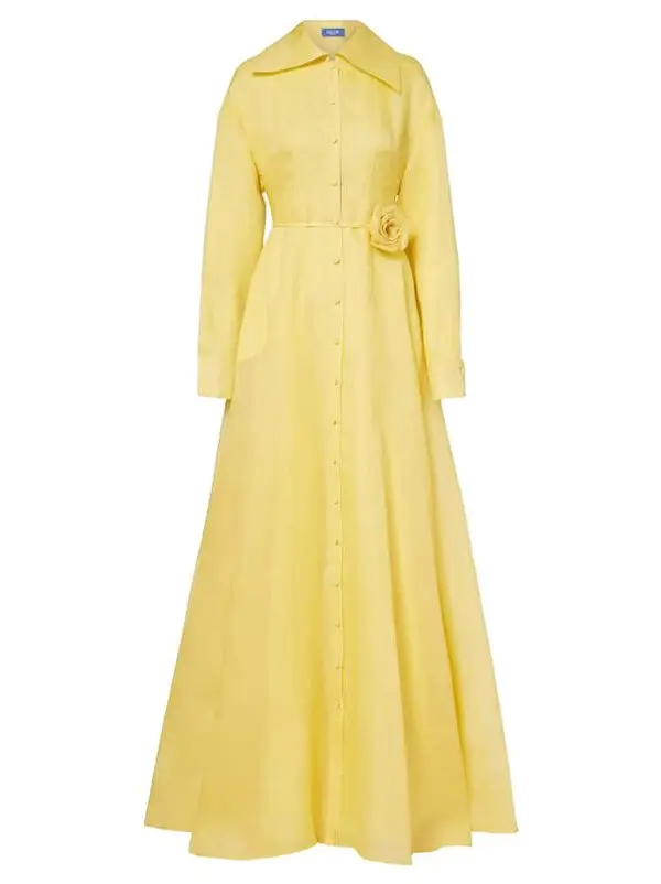 LEO LIN Josephine Floral Silk Gown - Yellow