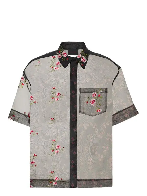 Simone Rocha Floral Sheer Organza Shirt - Black