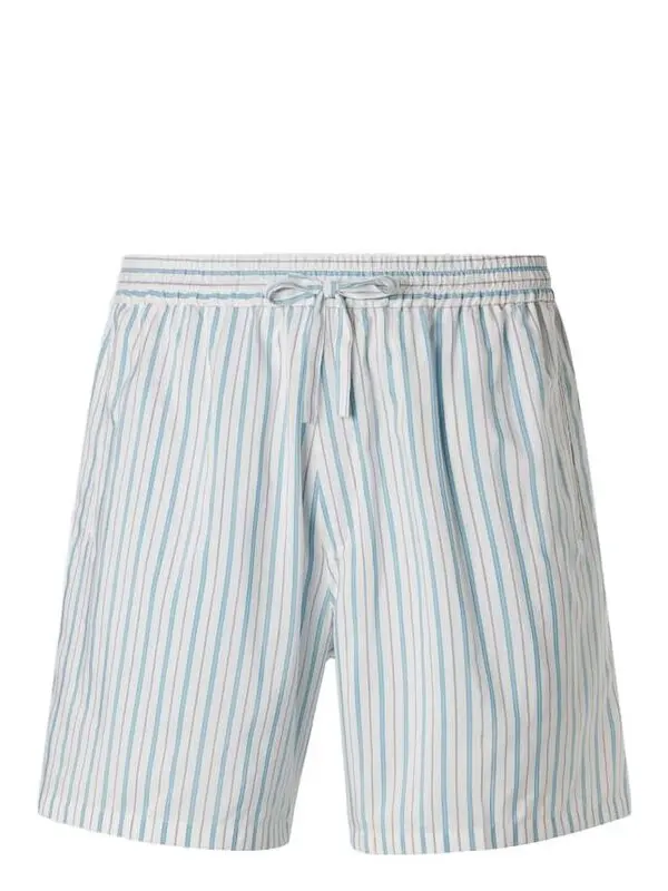 UMIT BENAN Striped Silk-cotton Shorts - Blue