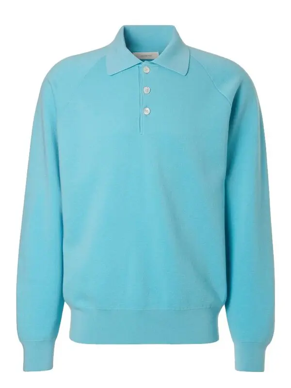 UMIT BENAN Diana Cashmere Polo Sweater - Blue