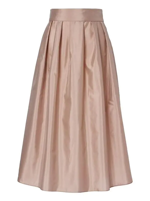 Max Mara Effetto Pleated Taffeta Midi Skirt - Pink