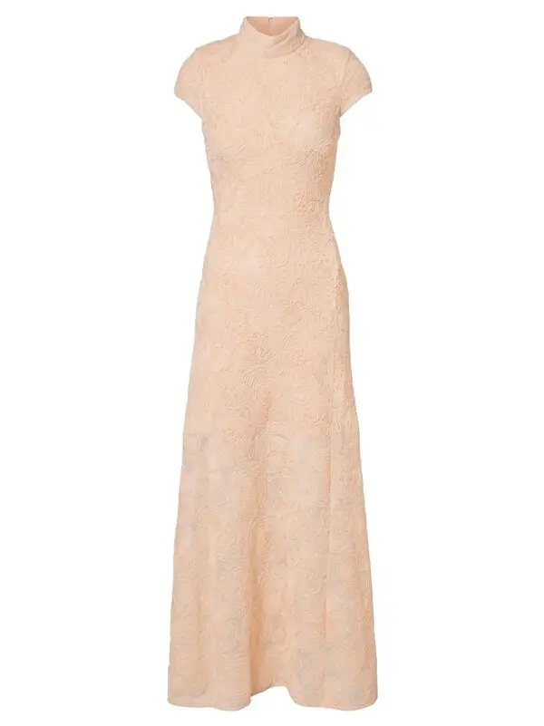 ROTATE BY BIRGER CHRISTENSEN Floral Embroidered Tulle Maxi Dress - Pink