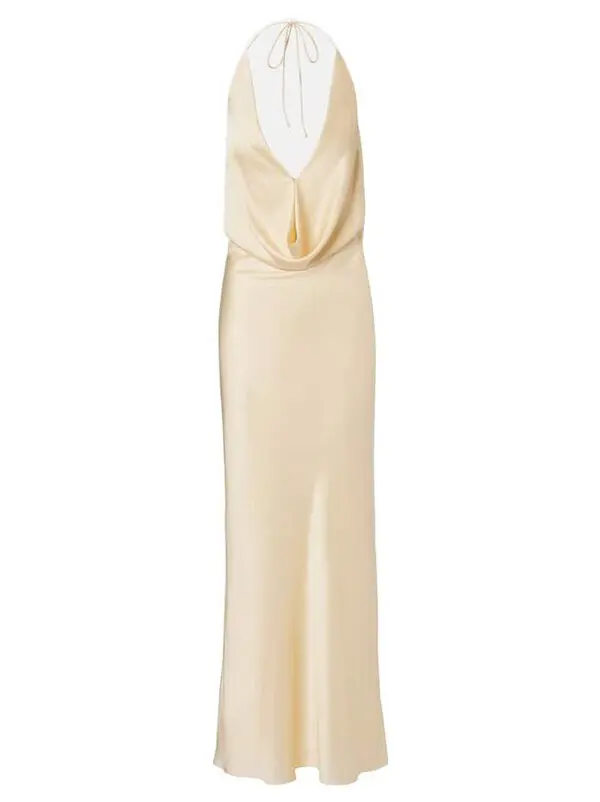 ROTATE BY BIRGER CHRISTENSEN Draped Chiffon Maxi Dress - Beige