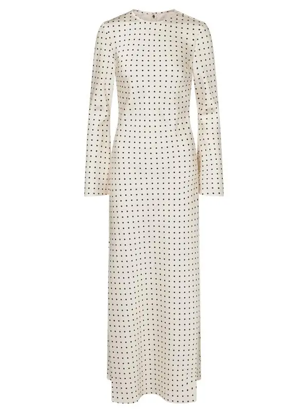 ROTATE BY BIRGER CHRISTENSEN Polka-dot Satin Maxi Dress - White