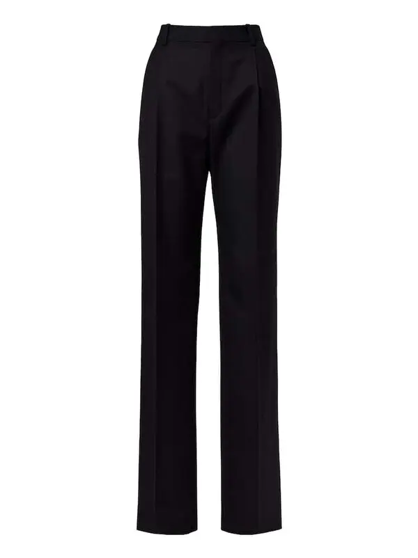 Saint Laurent Wool Wide-leg Trousers - Black