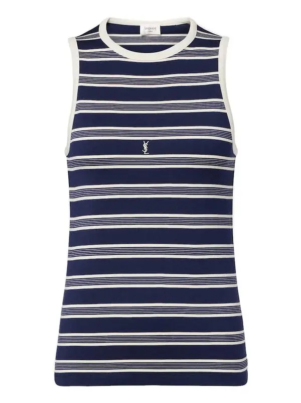 Saint Laurent Cassandre Striped Tank Top - Blue