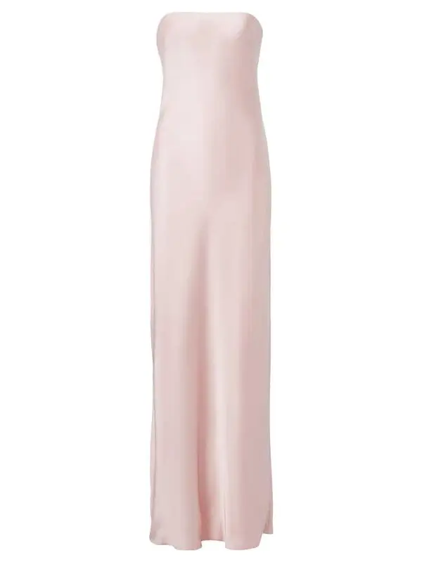 Norma Kamali Strapless Satin Maxi Dress - Pink