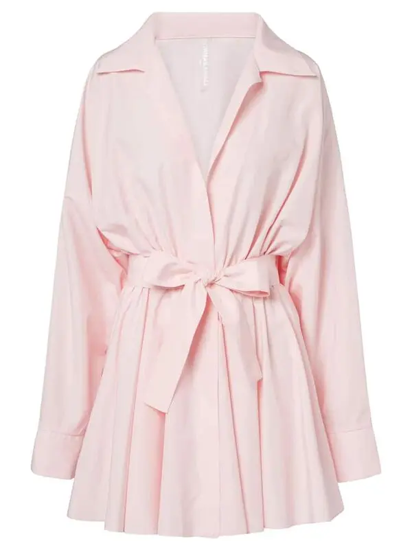Norma Kamali Belted Shirt Dress - Pink