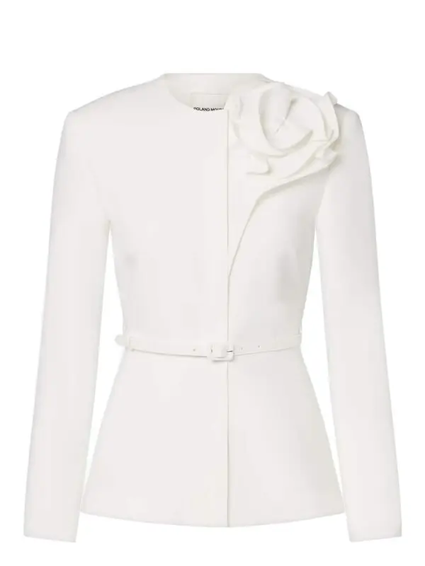 Roland Mouret Floral-appliqué Crêpe Jacket - White