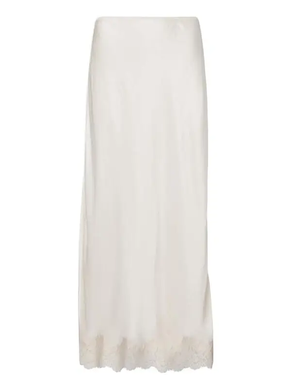 Rixo Matilde Lace-trimmed Satin Slip Skirt - White