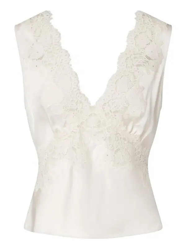 Rixo Emmie Lace-trimmed Satin Top - White