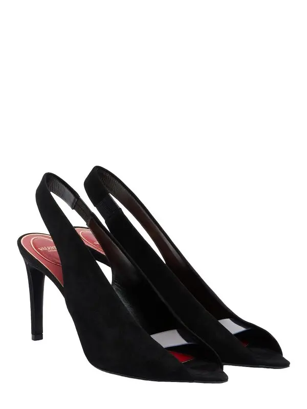 Valentino Garavani Révélé Suede Peep-toe Pumps - Black