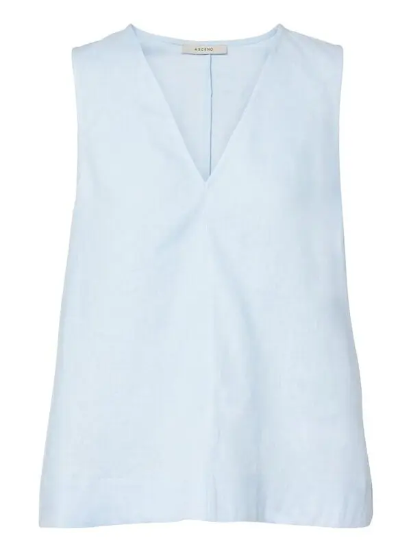 Asceno Manta Linen Top - Blue